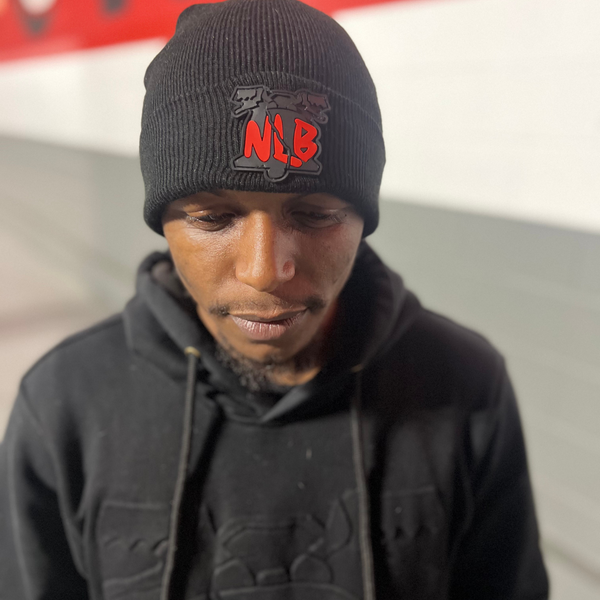 Red and Black Skull Cap - Never-Look-Back-nlb